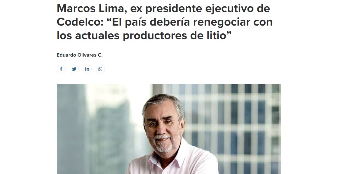 Marcos Lima: Chile debería renegociar con los productores de litio